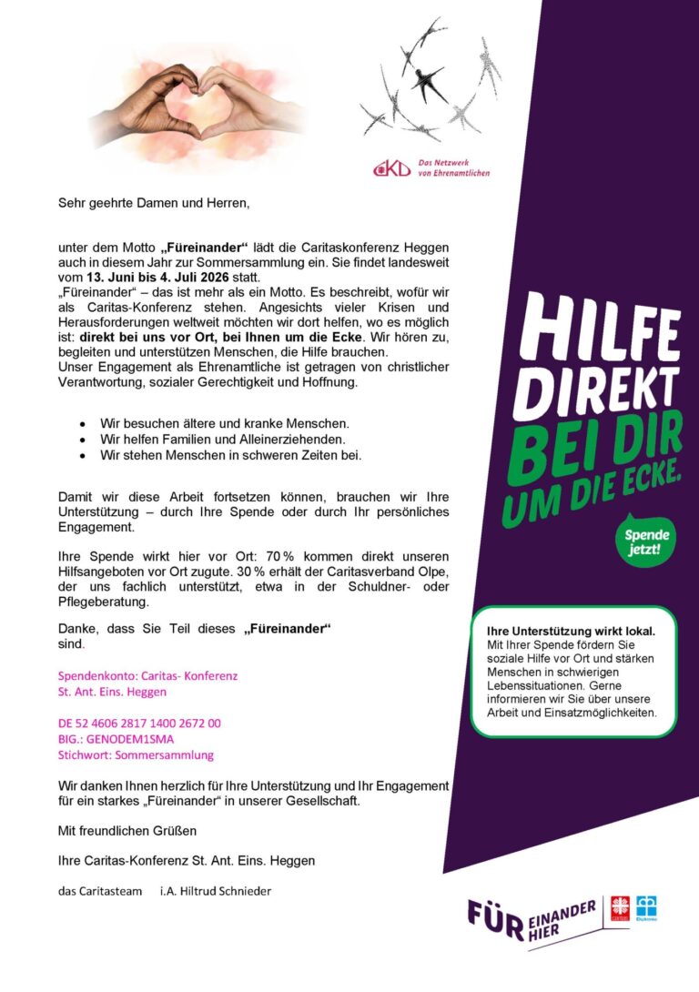 Hilfe direkt bei dir um die Ecke – Heggen